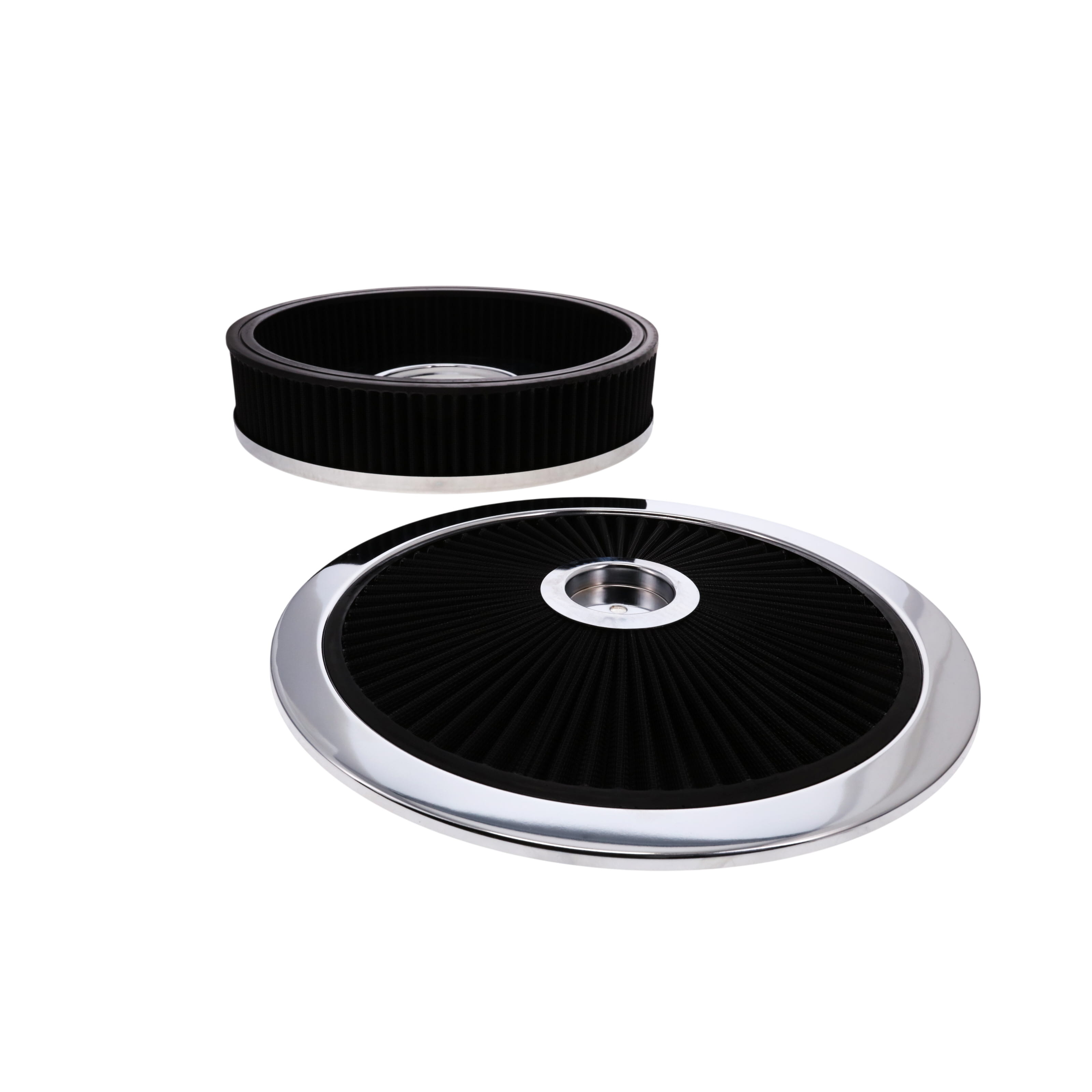 14" X 3" Round Steel Air Cleaner Kit, Black Washable Filter, Recessed ...